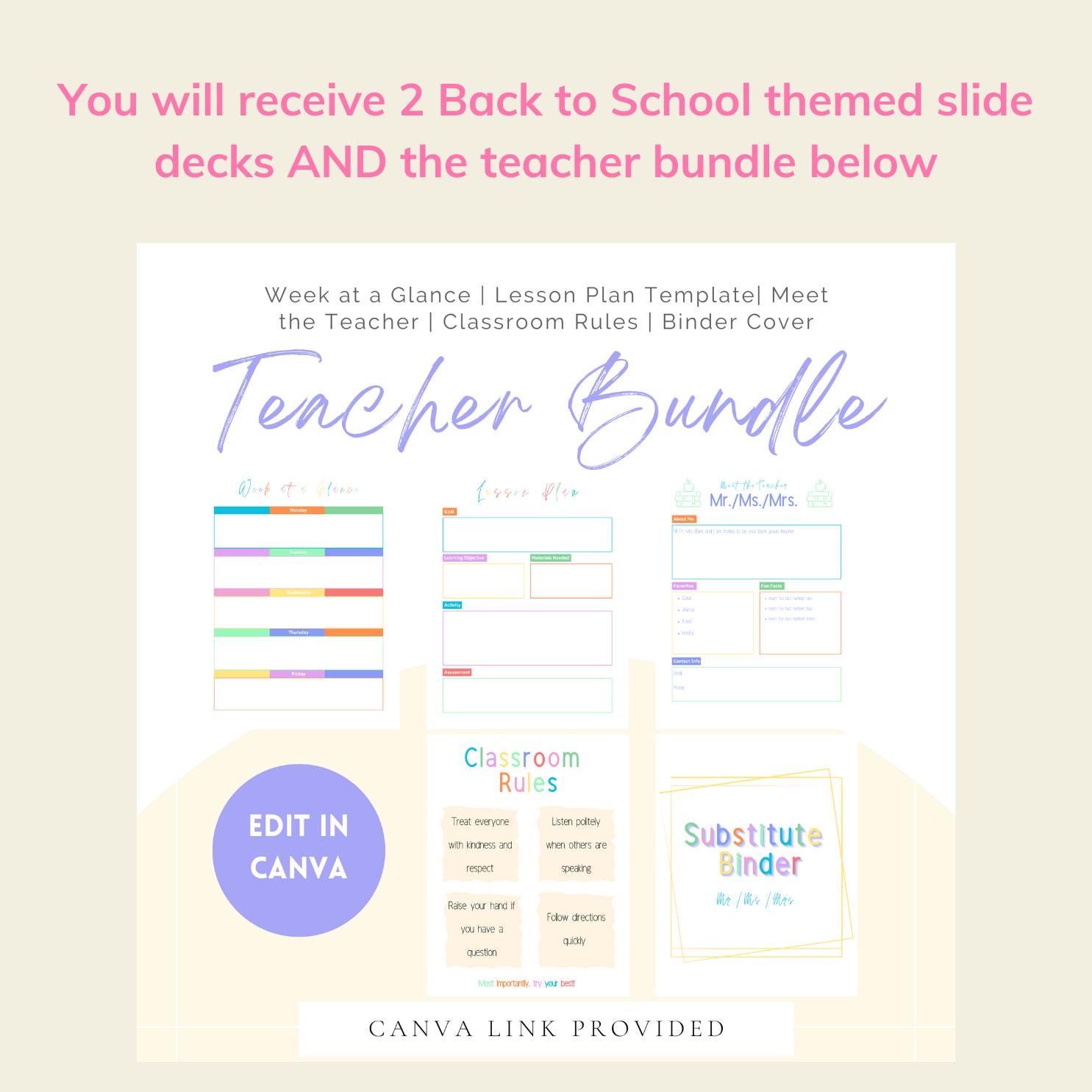 Back to School Editable Slide Template Bundle for Teachers First Day of ...