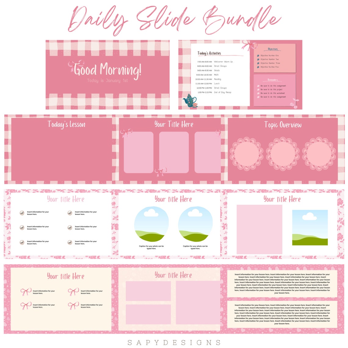 Coquette Bundle | Digital Planner | Slide Deck | Powerpoint Slide ...
