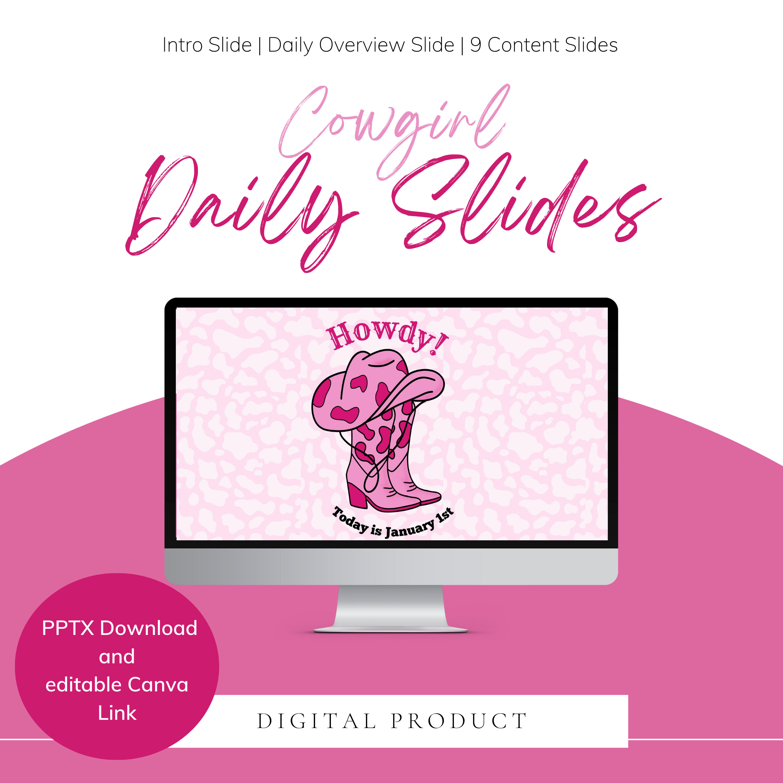 Pink Cowgirl Daily Slide Deck | Powerpoint Slide Templates | Teaching ...