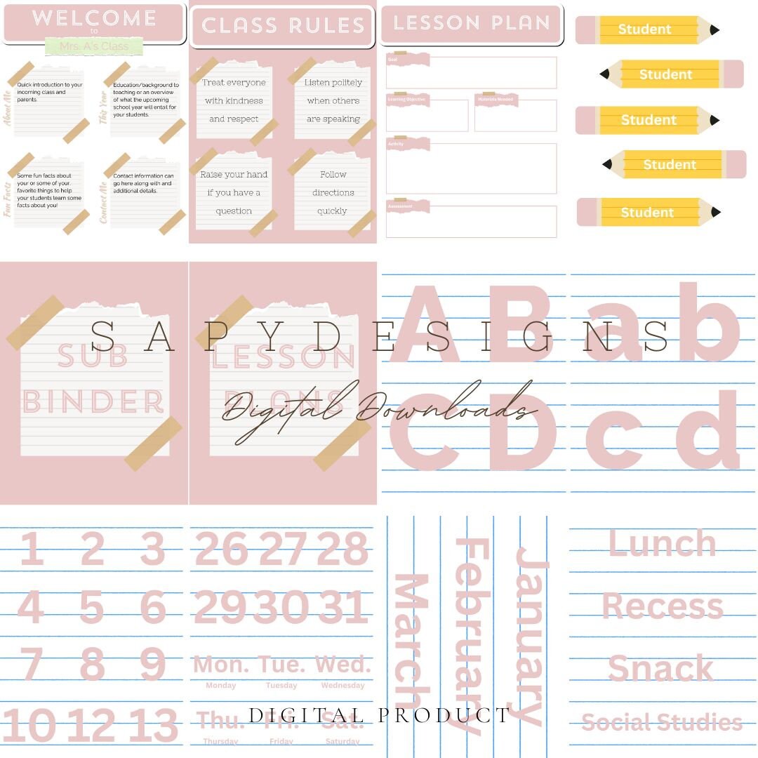 Classroom Mini Collection Pink Pastel Digital Classroom Decor & Lesson ...