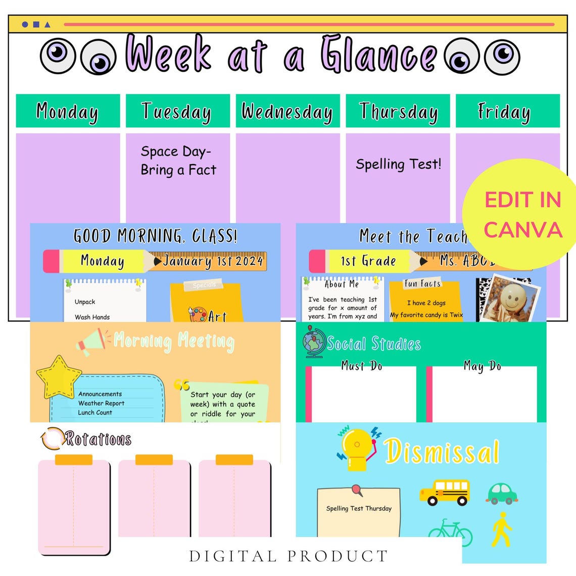 Back to School Slides Template: Editable Classroom Management (canva ...