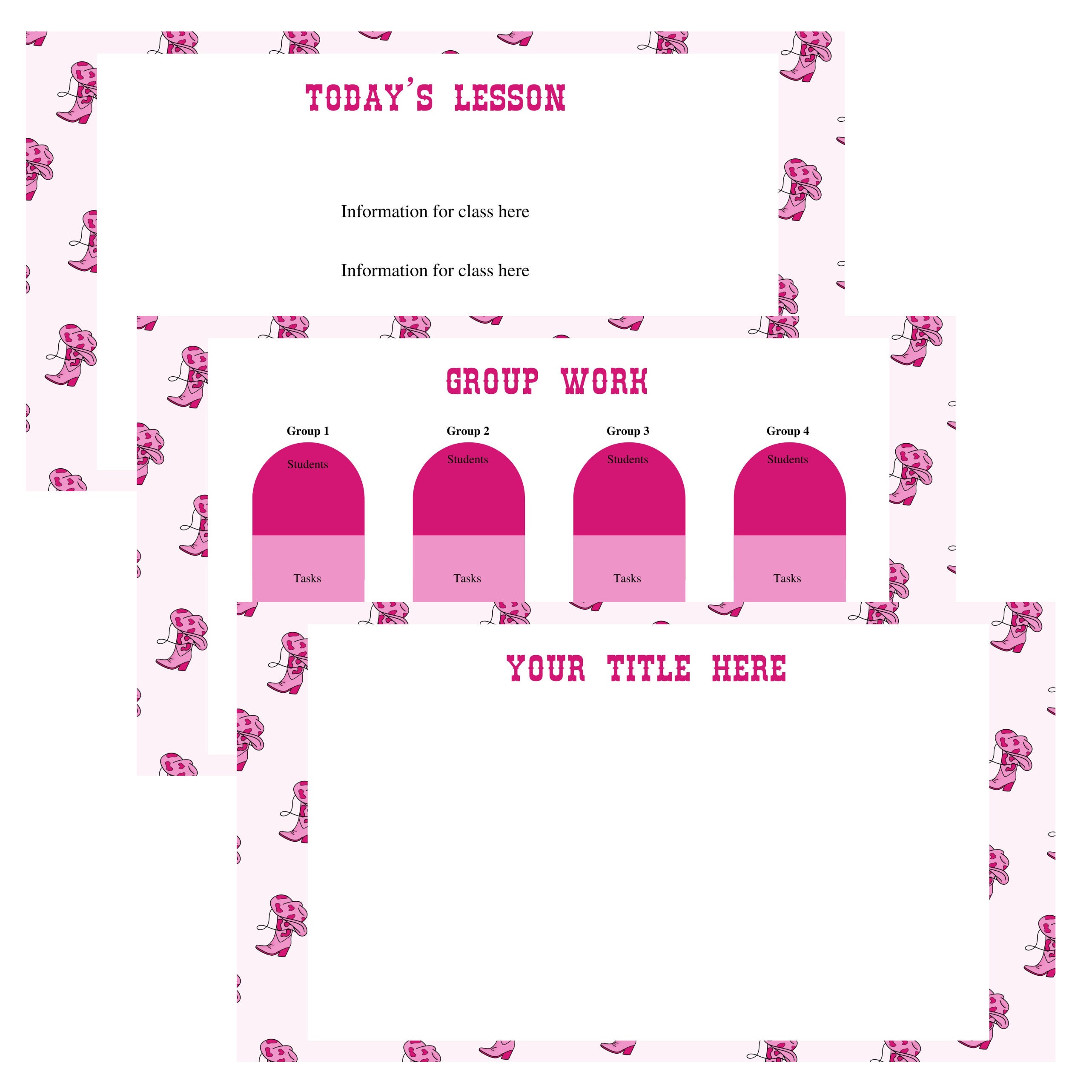 Pink Cowgirl Daily Slide Deck | Powerpoint Slide Templates | Teaching ...