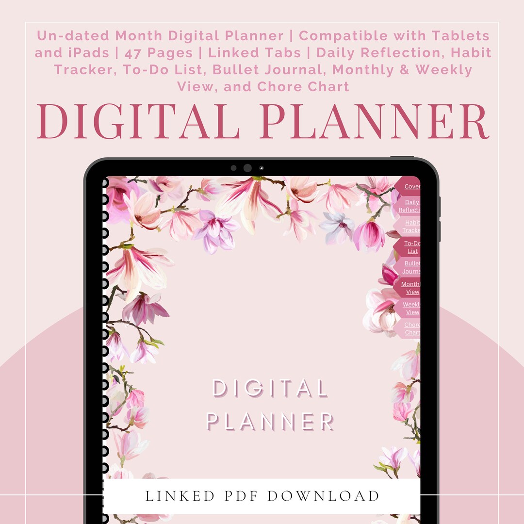 Un-dated Month Digital Planner Compatible With Tablets and Ipads 47 ...