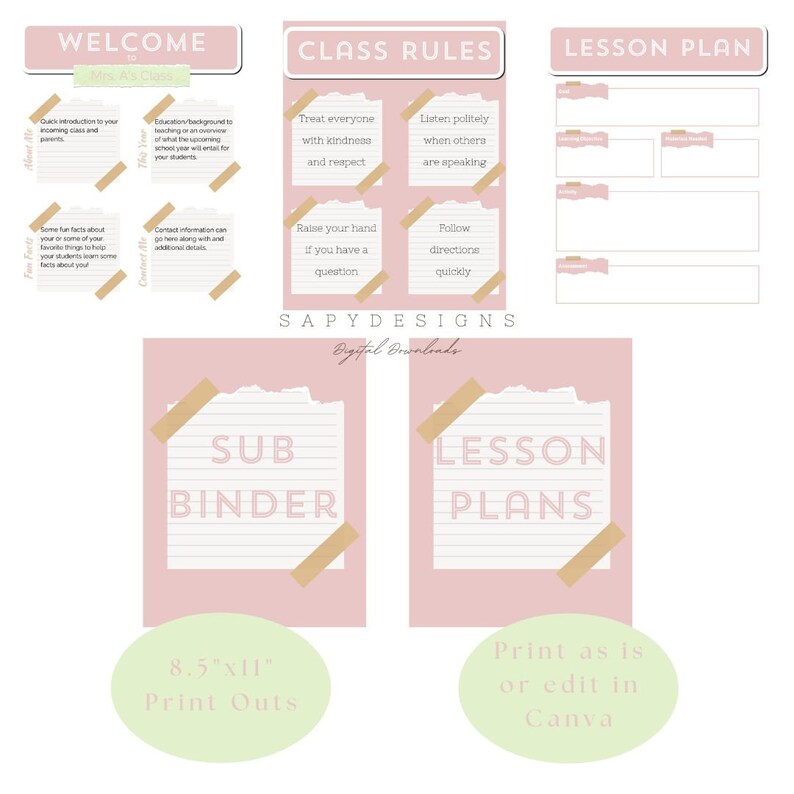 Classroom Mini Collection | Pink Pastel | Digital Classroom Decor ...