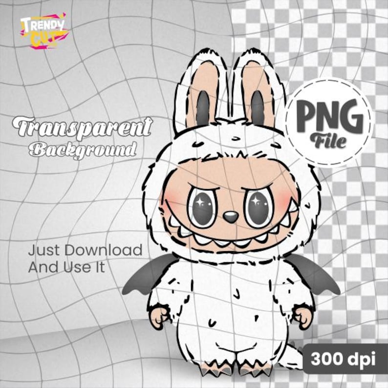 White Labubu PNG Bundle, Angel Labubu SVG, Zimomo Labubu Png Svg, White ...