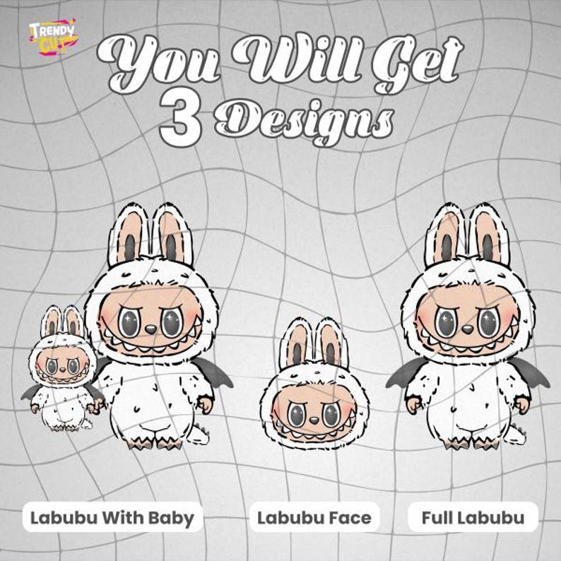 White Labubu PNG Bundle, Angel Labubu SVG, Zimomo Labubu Png Svg, White ...