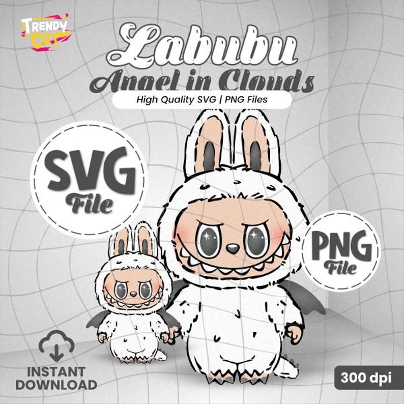 White Labubu PNG Bundle, Angel Labubu SVG, Zimomo Labubu Png Svg, White ...