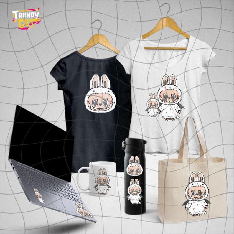 White Labubu PNG Bundle, Angel Labubu SVG, Zimomo Labubu Png Svg, White ...