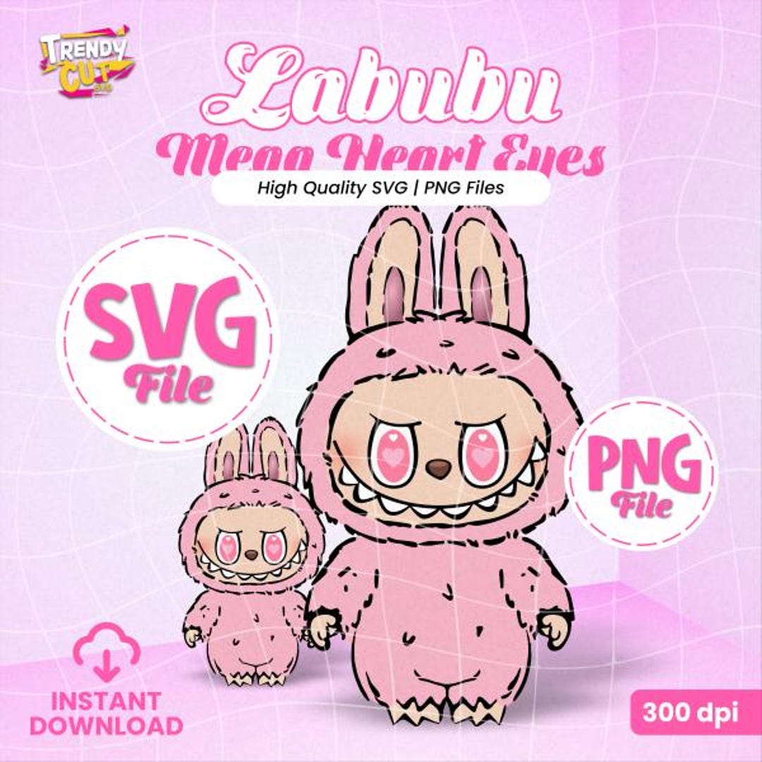 Labubu PNG, Pink Labubu SVG, Cute Labubu Clipart, Mega Labubu Sticker ...