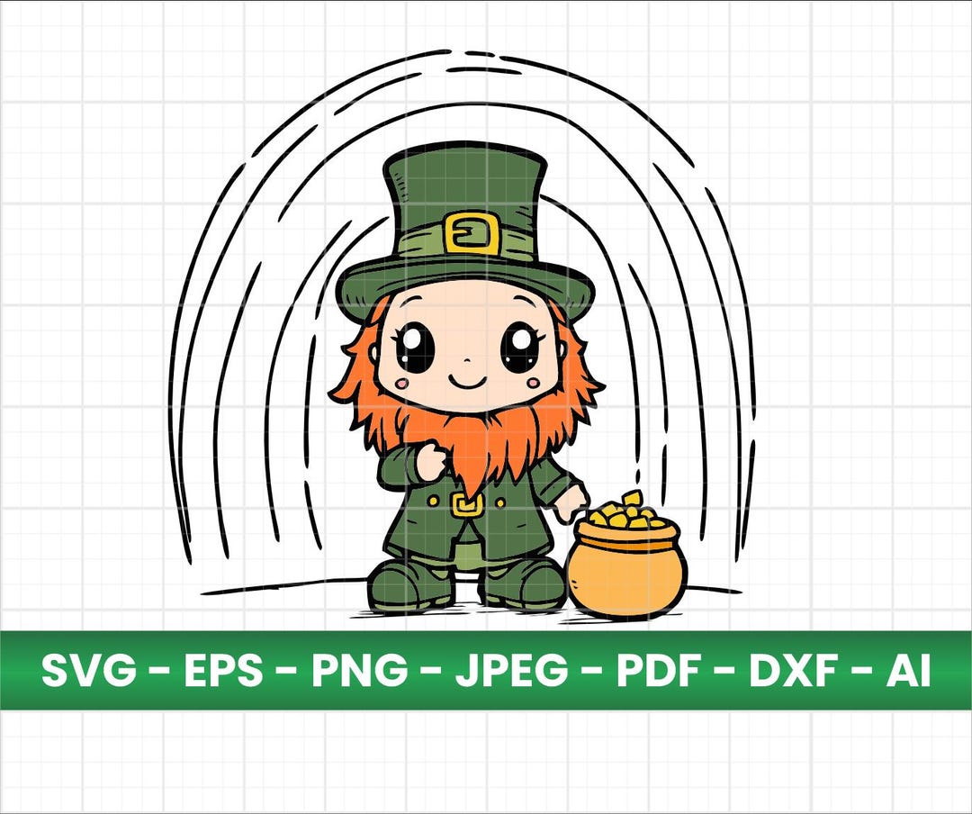 Cute Kawaii Leprechaun Holding a Pot of Gold | St. Patrick’s Day SVG ...