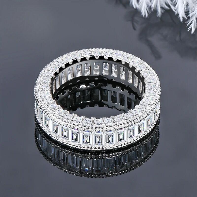 Sterling Silver Womens Thick Chunky Sparkly Band Ring Stacking Ring ...