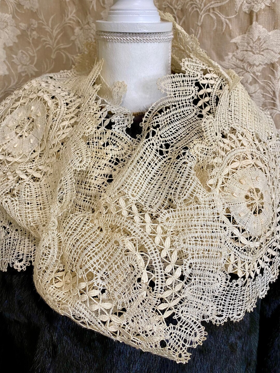 Rare 1890s Antique Bobbin Tatted White Lace Collar | Lace Trim | off ...