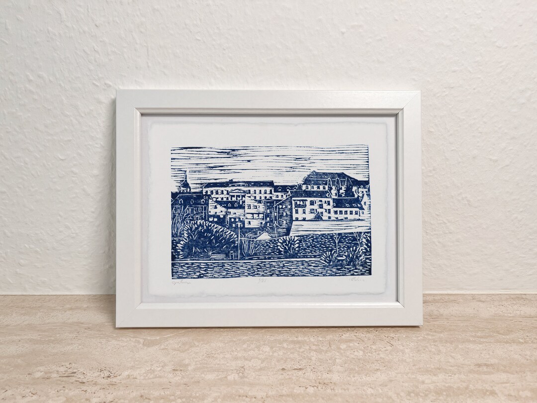 Linocut Print, Handmade, Architecture, Urban Landscape, City, Zagreb ...