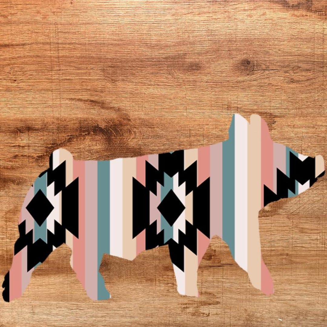 Aztec Show Pig Vinyl Sticker Ll Western Sticker Swine Sticker Decor ...