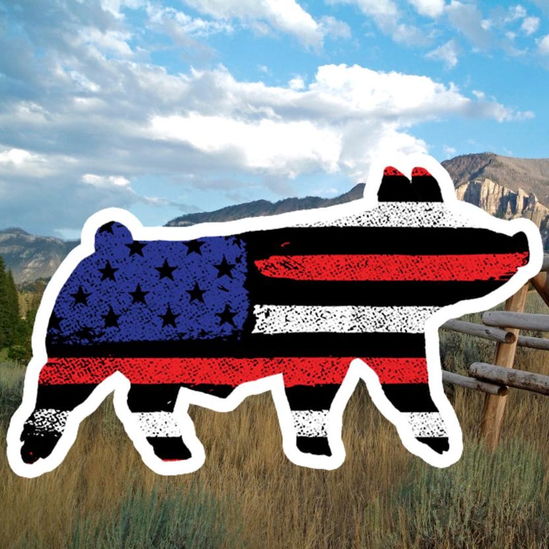 Swine American Flag Livestock Sticker | Pig Vinyl Decal | Swine USA ...
