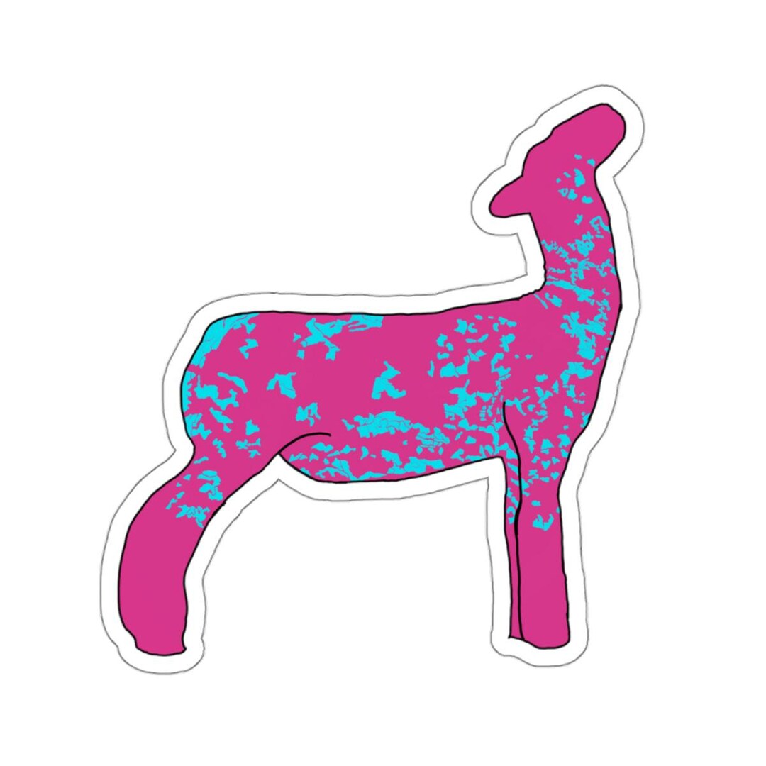 Pink Lamb Sticker, Stock Show Sticker, Pink and Blue Sticker, Show Lamb ...