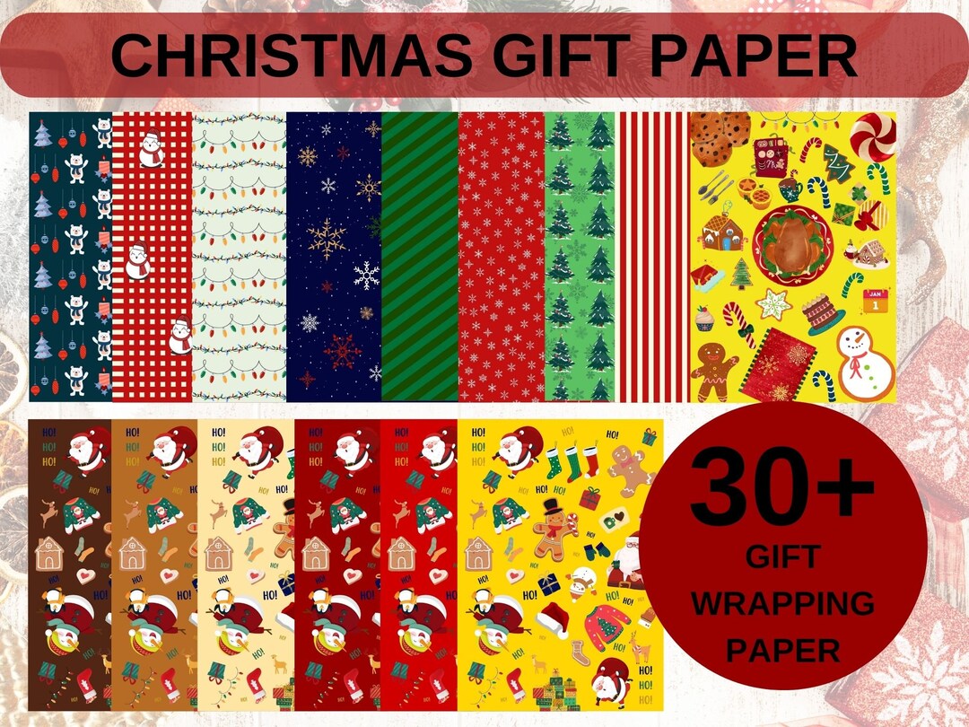 Printable Xmas Mega Gift Paper Digital A2, A3 Sizes Festive Wrapping ...