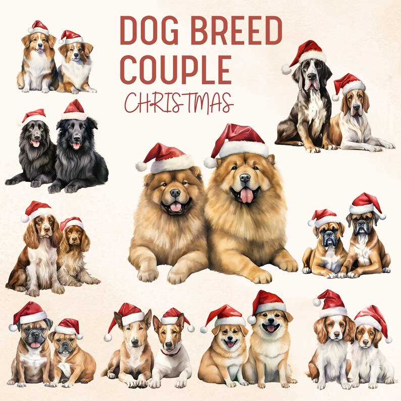 Watercolor Couple Dog Clipart, 39 Dog Breeds Clipart Bundle, Full Body ...