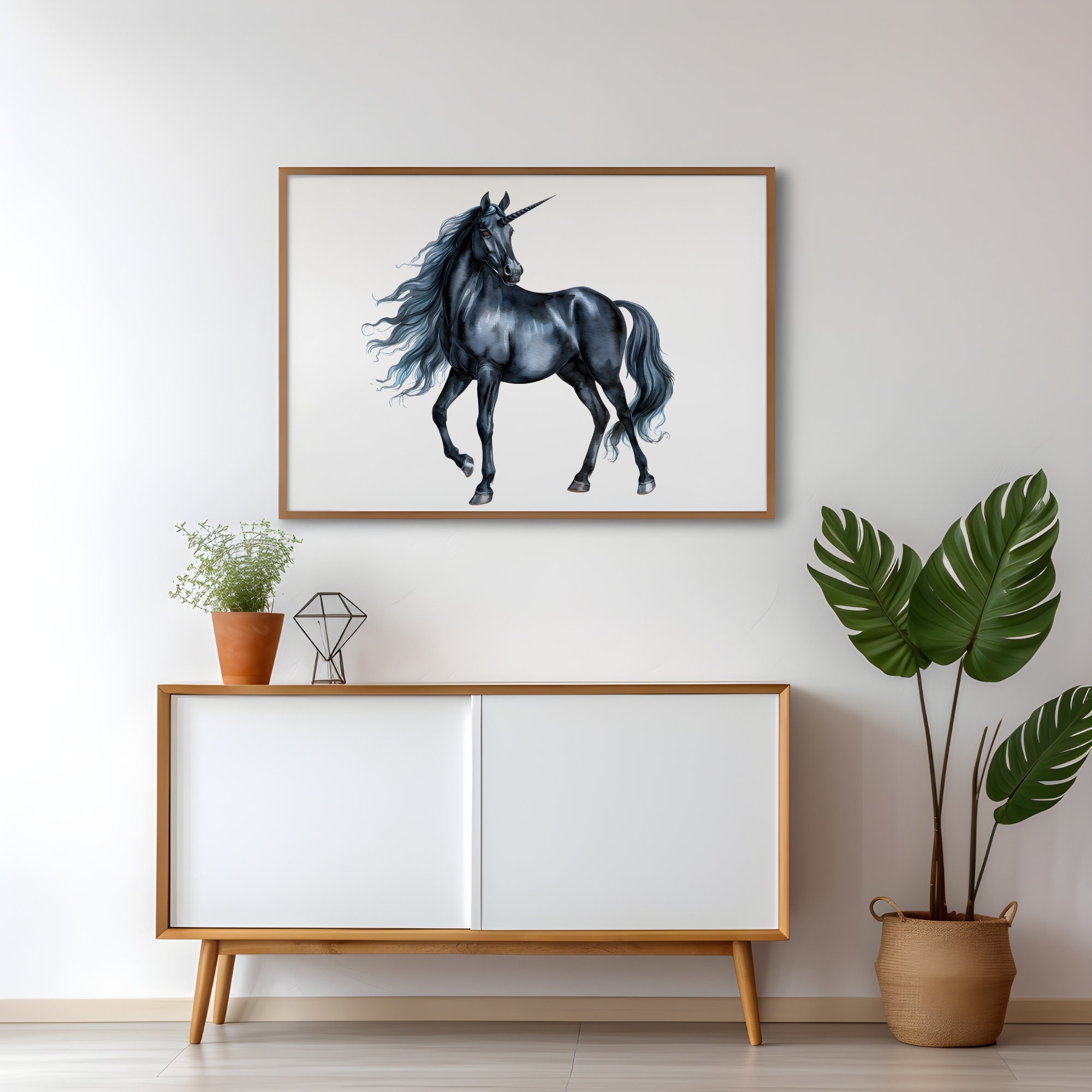 Black Unicorn Clipart, Black Unicorn Wall Art, Unicorn Clipart Set ...
