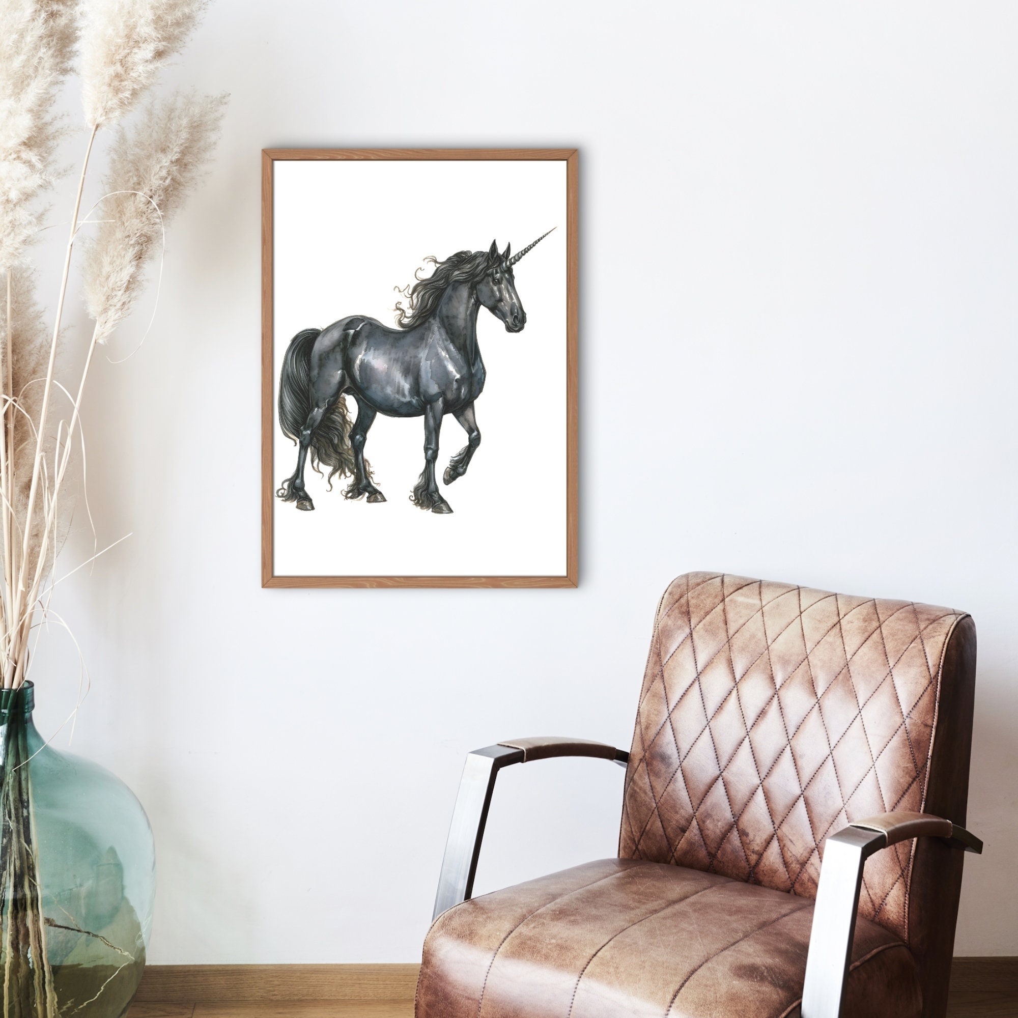 Black Unicorn Clipart, Black Unicorn Wall Art, Unicorn Clipart Set ...