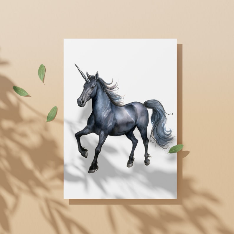 Black Unicorn Clipart, Black Unicorn Wall Art, Unicorn Clipart Set ...