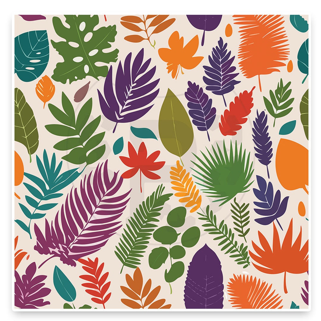 16 Topical Forest Leaves 12"x12" Seamless Repeating Pattern - Etsy