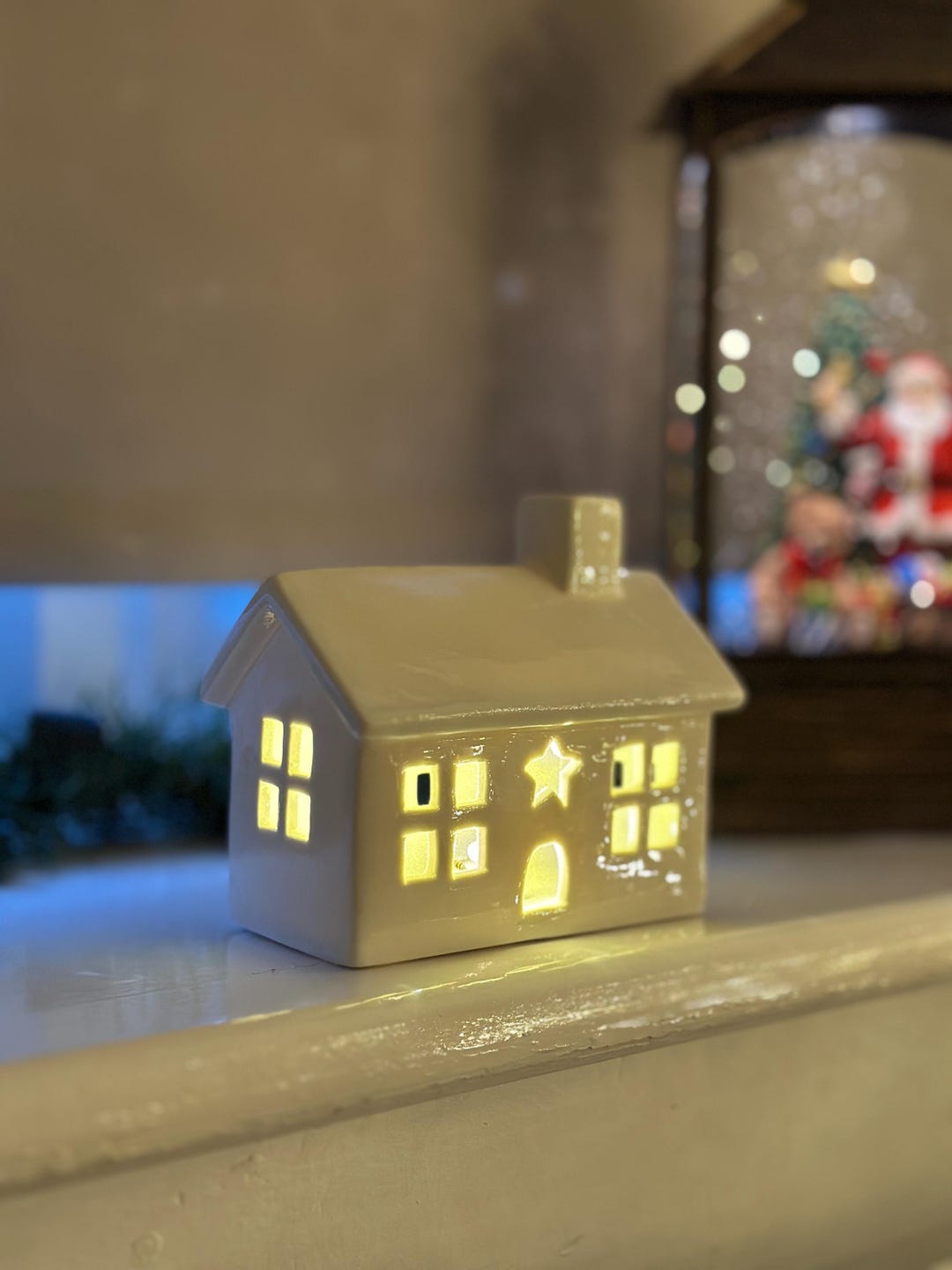 White Ceramic LED House for Winter Village Display for Christmas ...