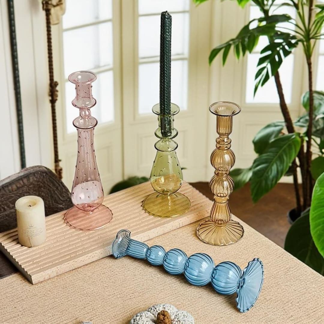 Creative Artist Style Glass Candlestick Holder | Candle Holder | Table ...