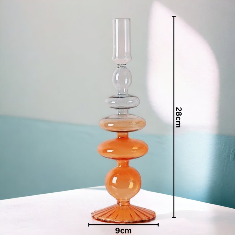 Retro Two Color Glass Candlesticks Glass Candle Holder Home Decor Glass ...