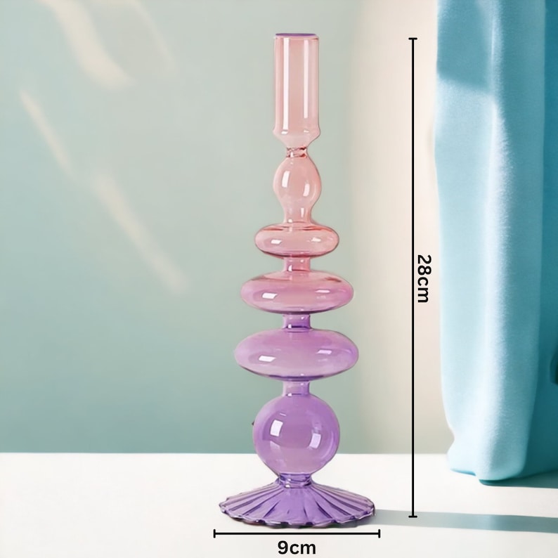 Retro Two Color Glass Candlesticks | Glass Candle Holder | Home Decor ...