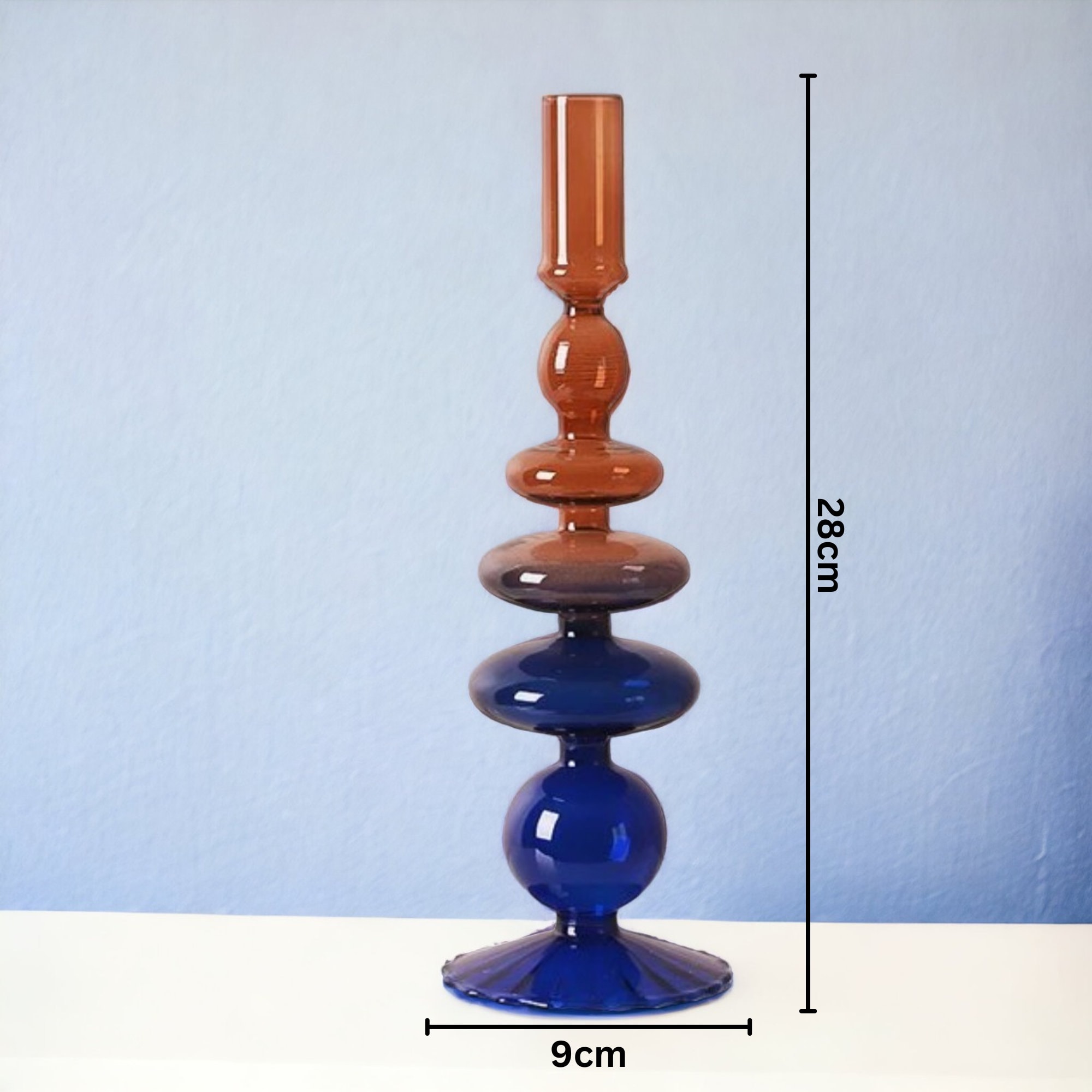 Retro Two Color Glass Candlesticks | Glass Candle Holder | Home Decor ...