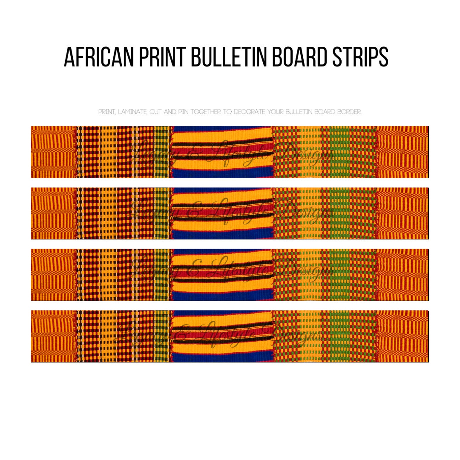 African Print Bulletin Board Strips, Classroom Workspace Decor - Etsy