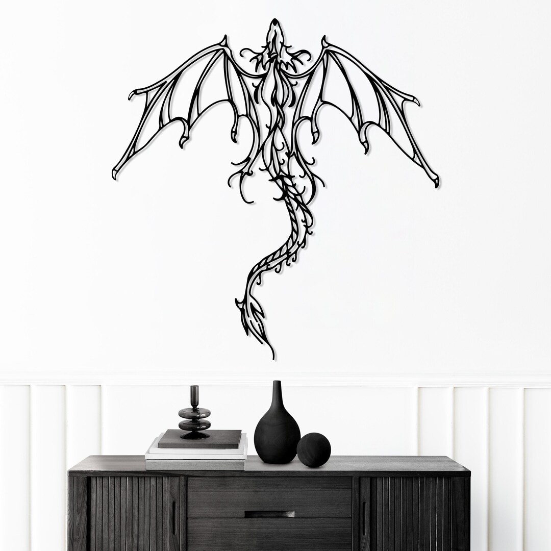 Dragon Metal Wall Art, Legendary Dragon Sign, Mythologic Wall Art ...