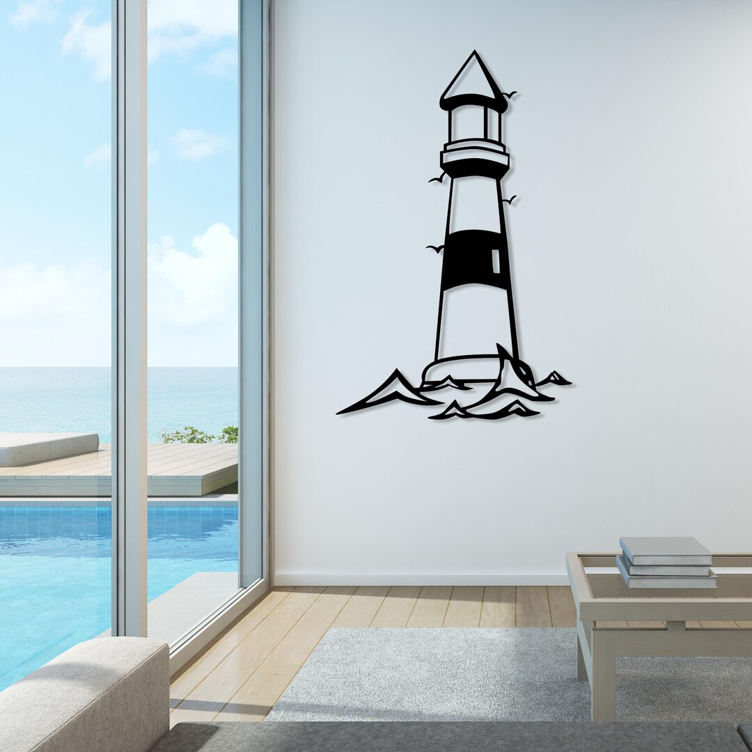 Lighthouse Metal Wall Art, Nautical Theme Decor, Ocean Decor Metal ...