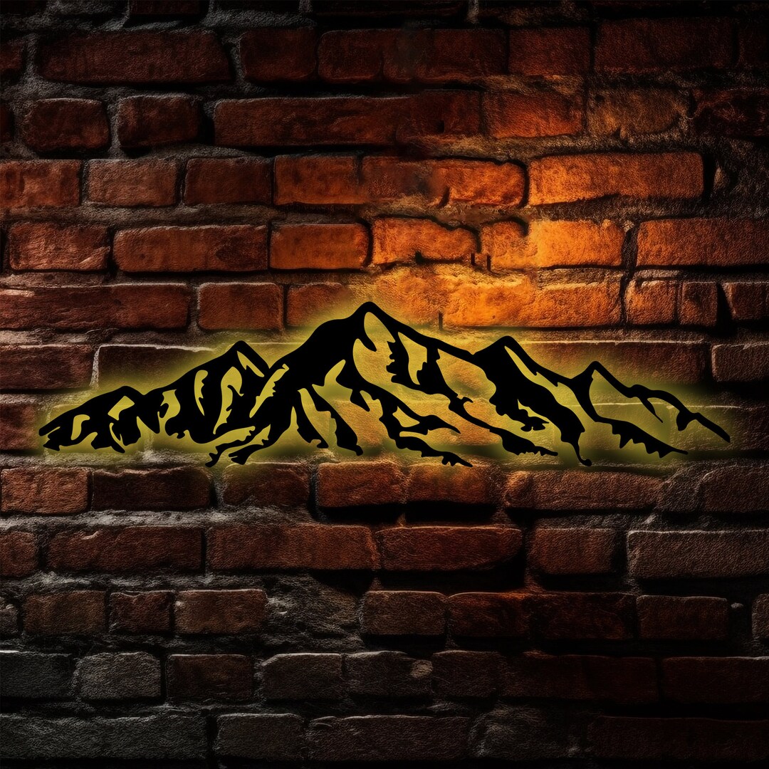 Mountain Metal Wall Art LED Lights, Light up Mountain Wall Decor ...
