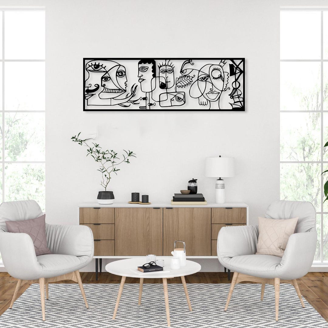 Abstract Faces Metal Wall Decor, People Faces Wall Art, Minimalist Sign ...