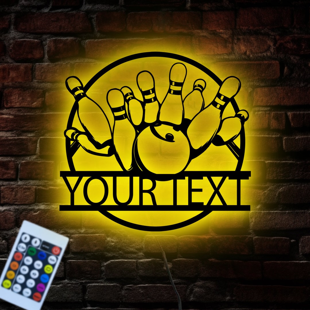 Custom Bowling Ball Metal Wall Art LED Sign, Bowling Lover Gift ...