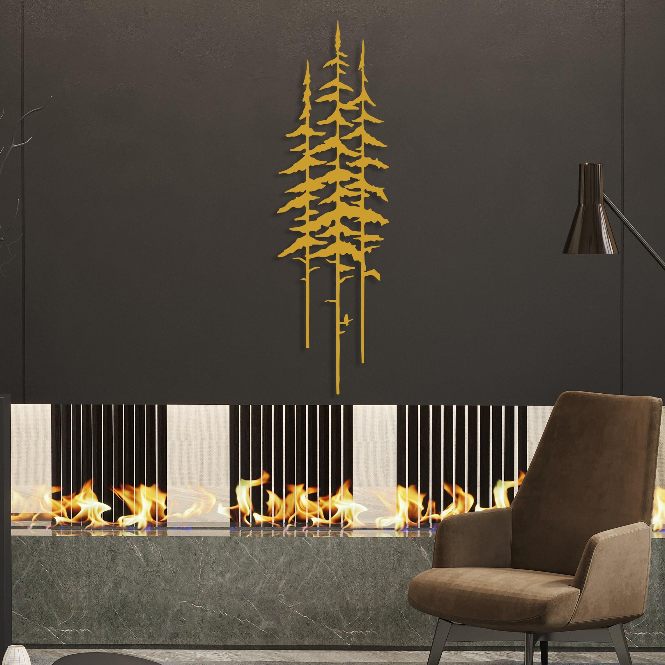 Wispy Pine Tree Metal Wall Art, Steel Pine Decor, Large Tree Decor ...