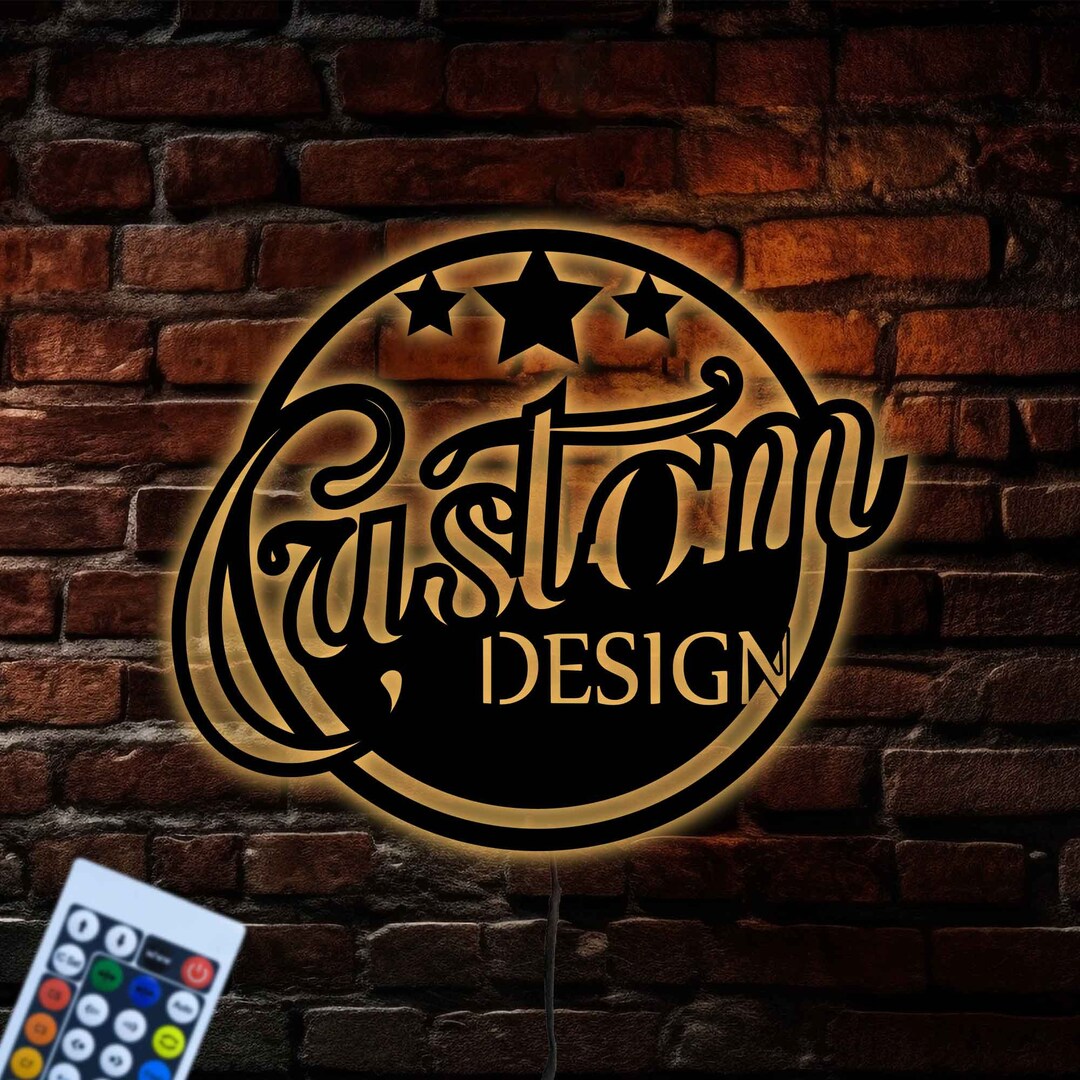 Custom Logo Design Metal Wall Art LED Light, Special Logo Sign ...
