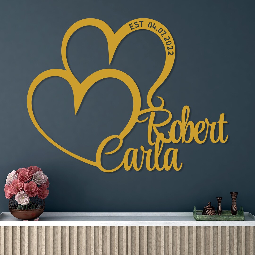 Custom Heart Metal Sign, Personalized Wedding Gift for Couple, Metal ...