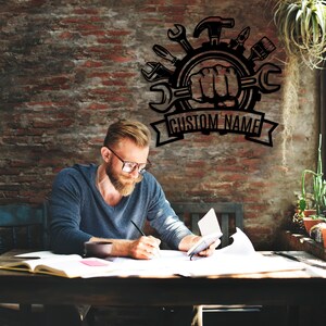 Custom Garage Metal Wall Decor, Repairman Metal Sign, Personalized ...