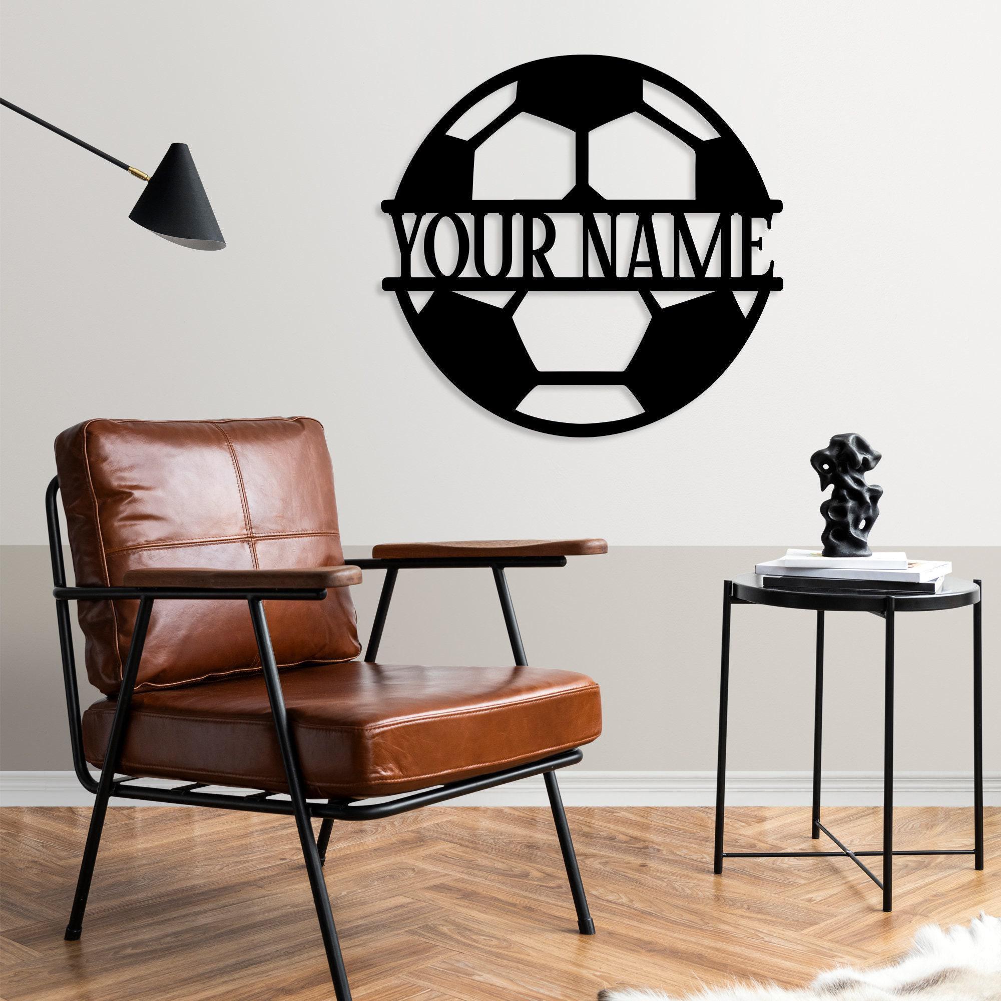 Custom Soccer Ball Metal Wall Sign LED Light, Personalized Football ...