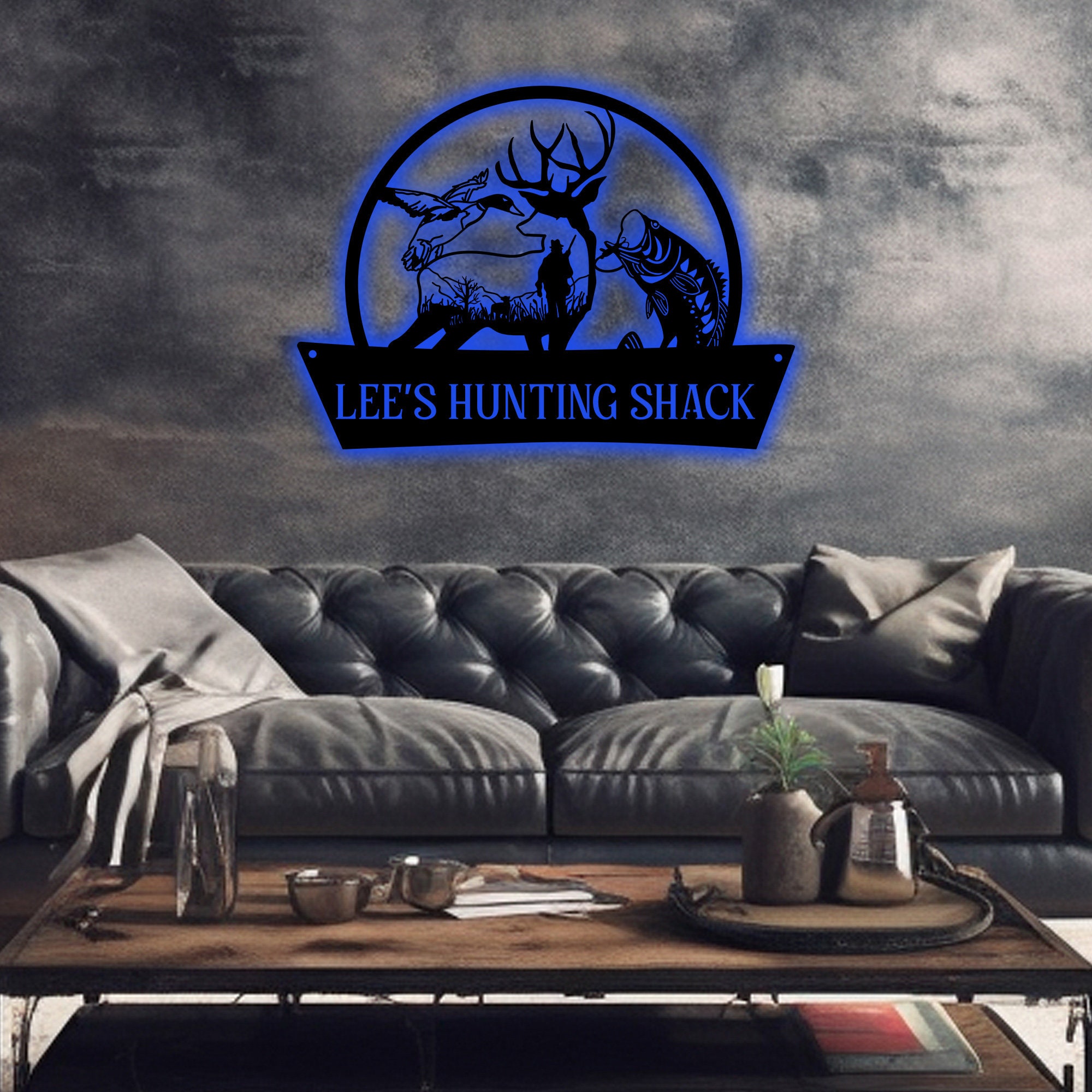 Personalized Hunting Shack Metal Wall Sign Led Light, Custom Hunting ...