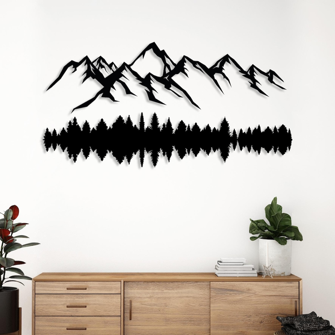 Large Mountain Forest Metal Wall Decor, Nature Wall Art, Porch Wall ...