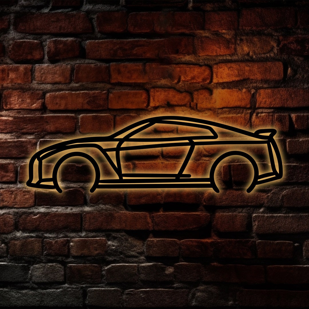 Japan Car Wall Sign LED Light, JDM Car Silhouette Wall Hanging, Iconic ...