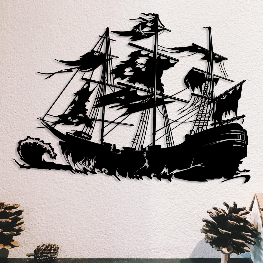 Metal Pirate Ship Wall Decor, Metal Viking Ship Art, Ship Sign Wall Art ...
