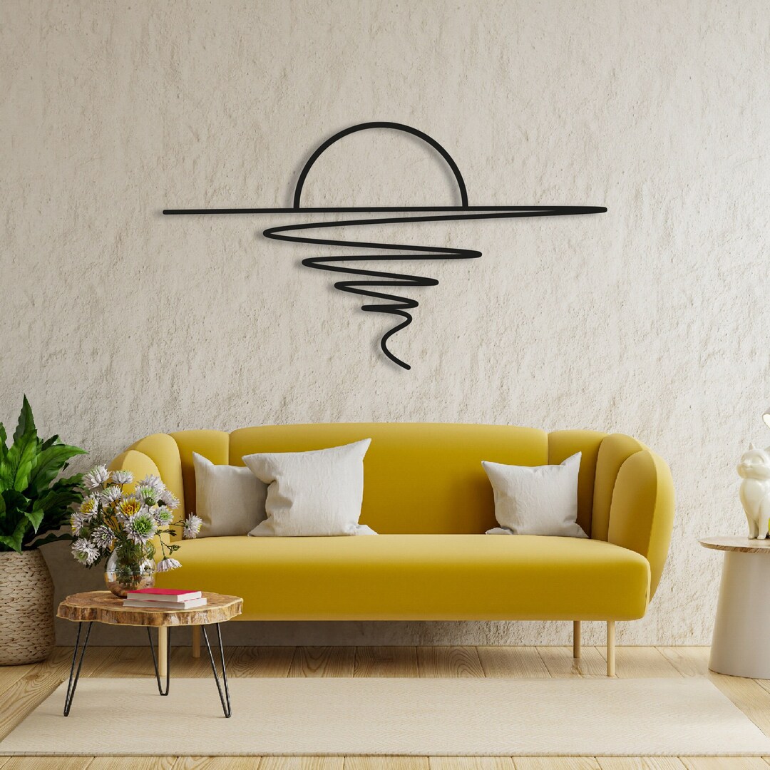 Sunrise Metal Wall Decor, Sunset on Sea Sign, Minimal Sun Decor, Sun ...