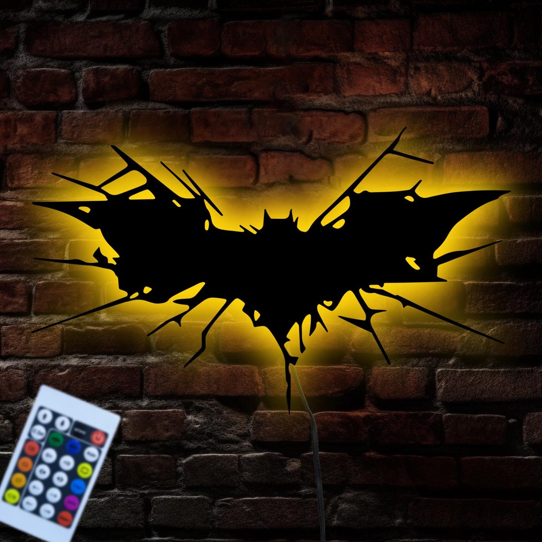 Gothic Bat Metal Wall Art LED Light, Bat Metal LED Sign, Flying Bats ...