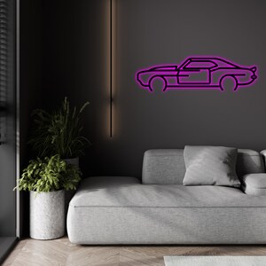 Classic Car Metal Wall Decor LED Sign, Car Sideview Sign, Muscle Car ...