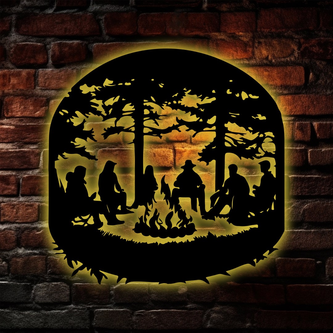 Camping Metal Wall Art With LED Light, Camper Wall Sign, Camp Wall ...